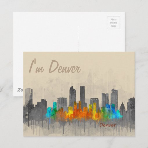 Denver Colorado City Skyline Hq v3. i'm denver Postcard | Zazzle