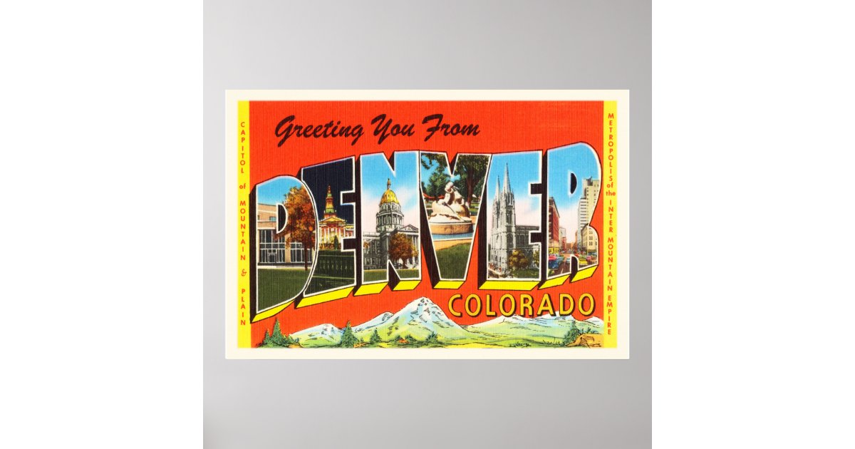 Denver Colorado CO Old Vintage Travel Souvenir Poster | Zazzle