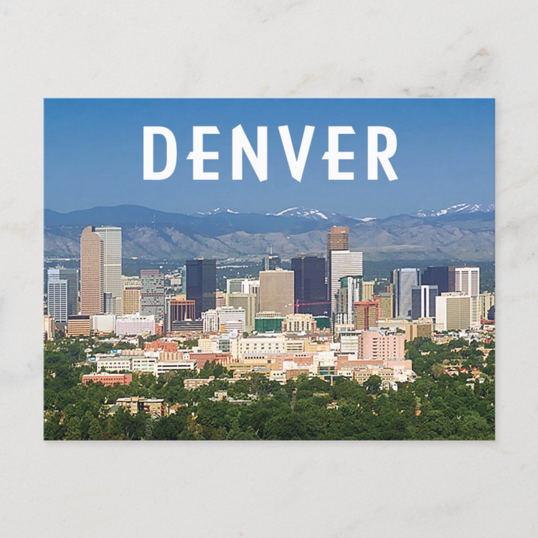 Denver Colorado downtown skyline and mountains Postcard | Zazzle