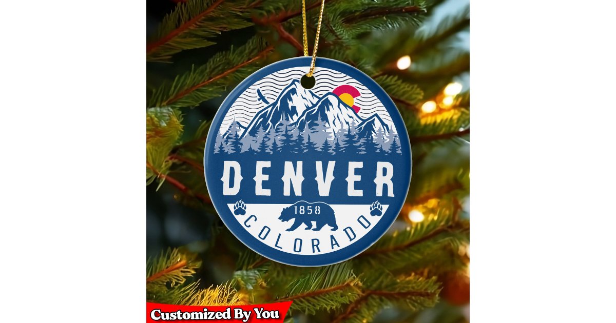 Denver Colorado Flag Camping Hiking Souvenirs 80s Ceramic Ornament | Zazzle