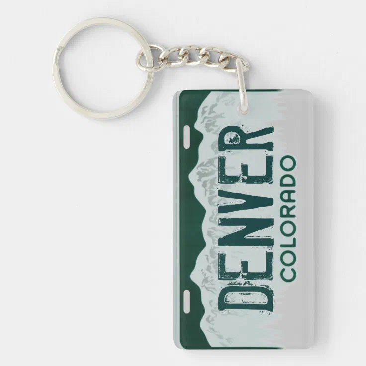 Denver Colorado green license plate keychain | Zazzle