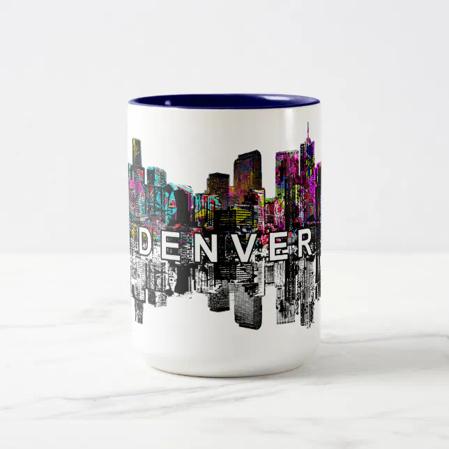 Denver, Colorado in graffiti Two-Tone Coffee Mug | Zazzle