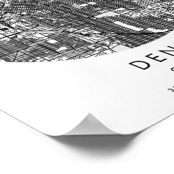 Denver Colorado Minimal Modern Circle Street Map Poster | Zazzle