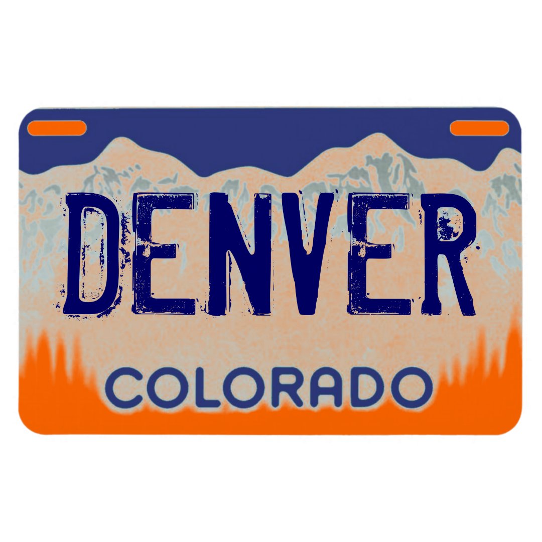 Denver Colorado orange blue license plate magnet | Zazzle