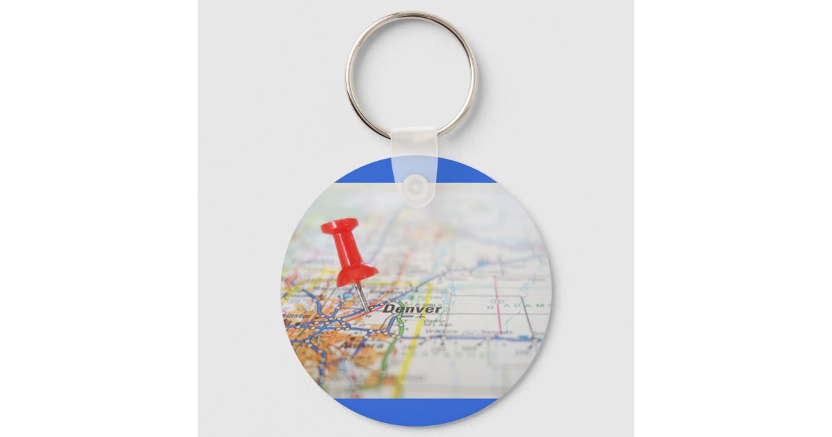 Denver Colorado Pushpin Map Keychain | Zazzle