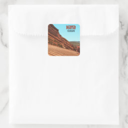 Denver Colorado Red Rocks Vintage Square Sticker | Zazzle