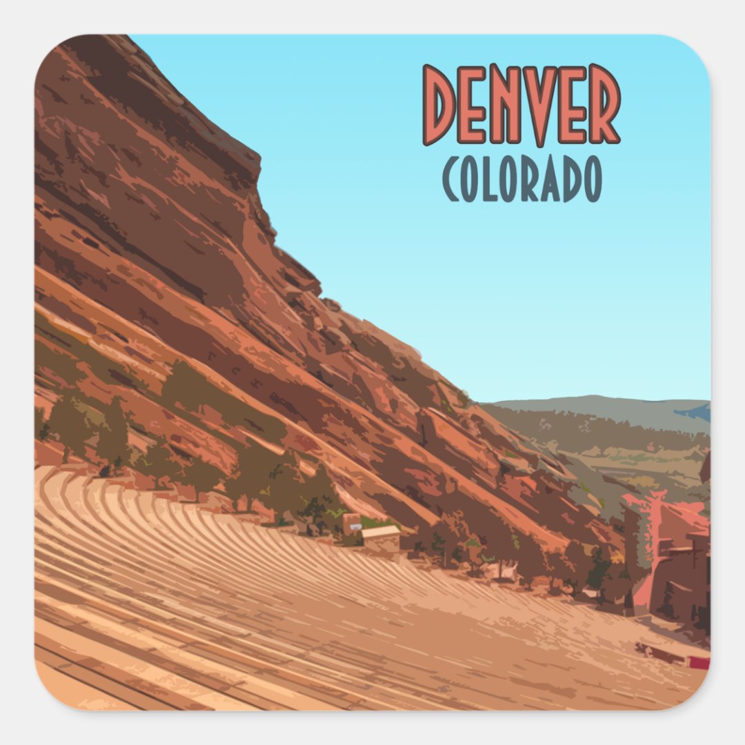 Denver Colorado Red Rocks Vintage Square Sticker | Zazzle