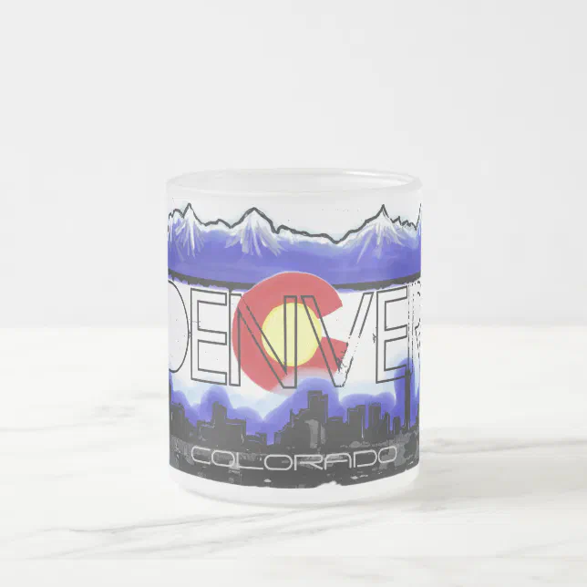 Denver Colorado skyline frosted coffee mug | Zazzle