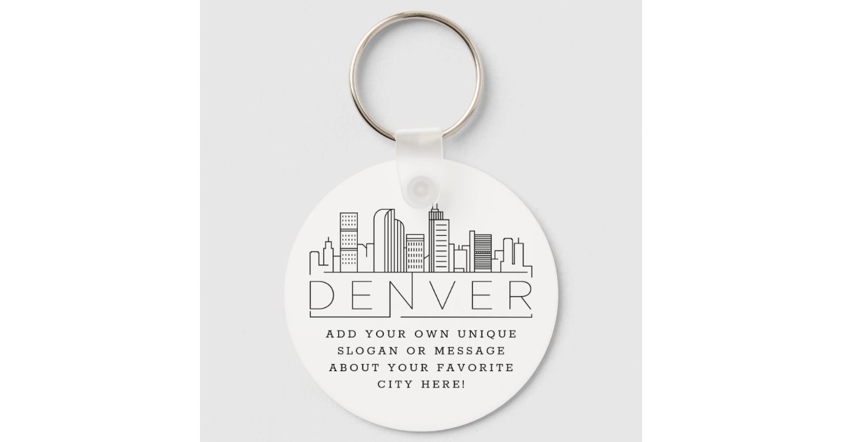 Denver, Colorado Stylized Skyline | Custom Slogan Keychain | Zazzle