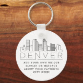 Denver, Colorado Stylized Skyline | Custom Slogan Keychain | Zazzle