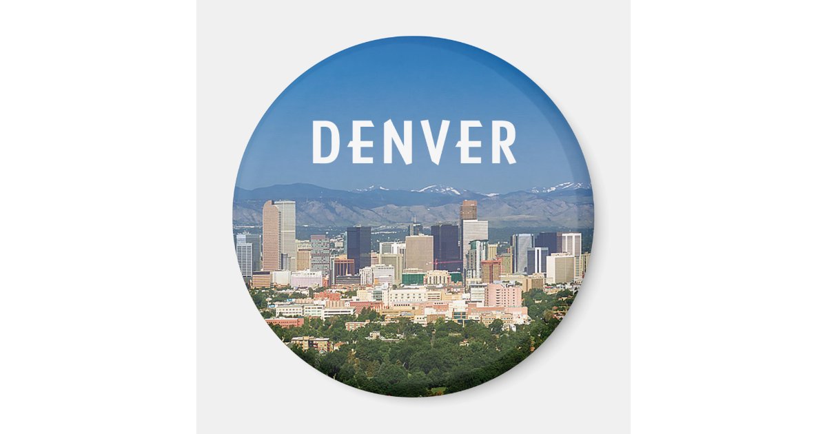Denver Colorado with downtown and mountains photo Magnet | Zazzle