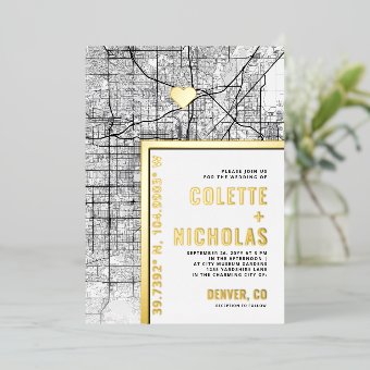 Denver Love Locator | City Themed Wedding Foil Invitation | Zazzle