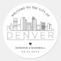 Denver Skyline | Wedding Welcome Message Classic Round Sticker | Zazzle