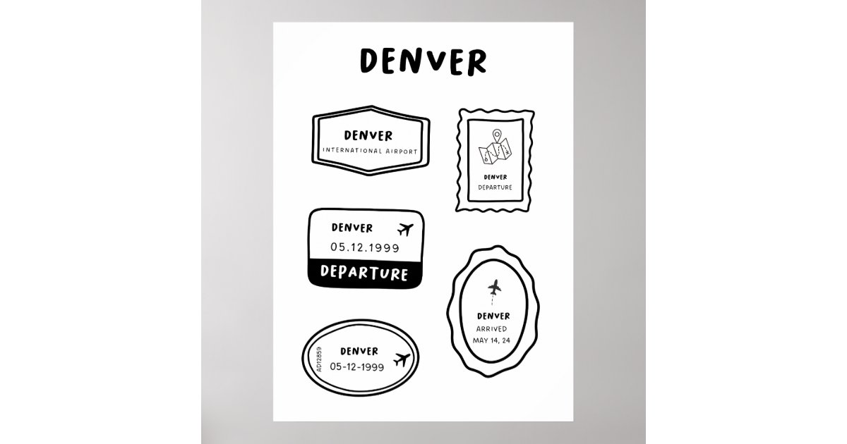 Denver - Travel Stamp Collection | Minimalist Desi Poster | Zazzle