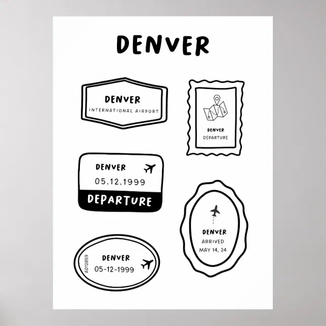 Denver - Travel Stamp Collection | Minimalist Desi Poster | Zazzle