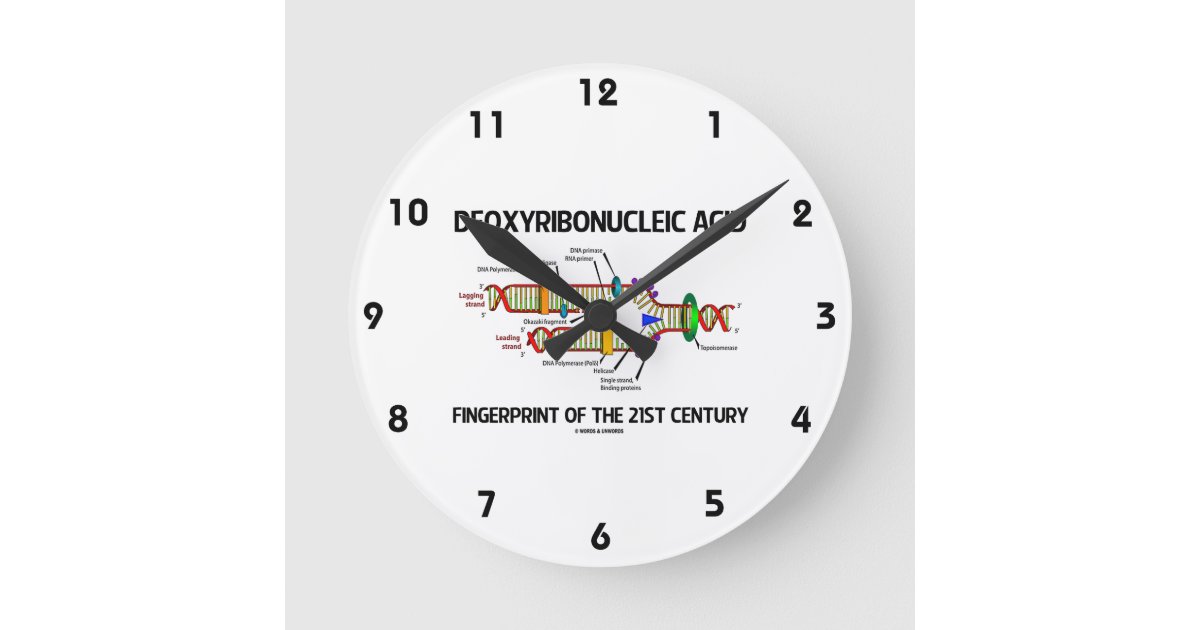Deoxyribonucleic Acid Fingerprint Of 21st Century Round Clock | Zazzle