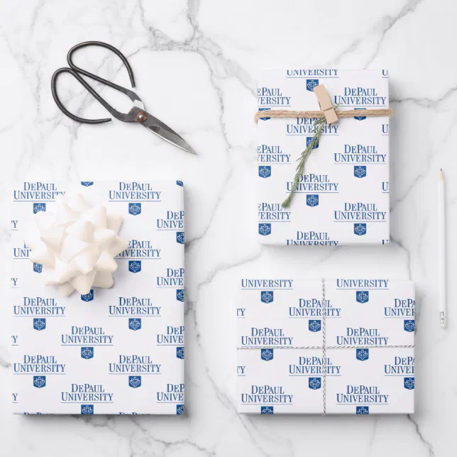 DePaul University Official Logo Stacked Emblem Wrapping Paper Sheets ...