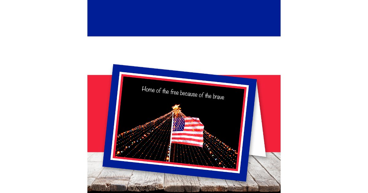 Deployed Military Christmas Tree and Flag Card | Zazzle