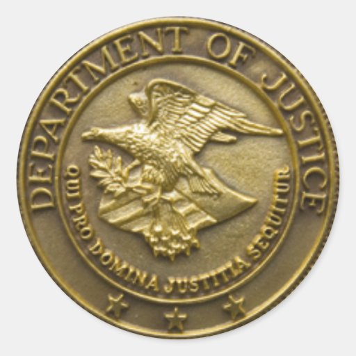 DEPT OF JUSTICE GOLD BADGE CLASSIC ROUND STICKER | Zazzle