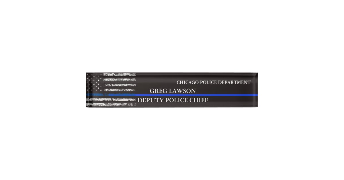 Deputy Sheriff Badge Police Flag Thin Blue Line D Desk Name Plate | Zazzle