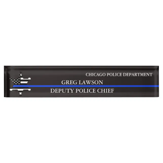 Deputy Sheriff Badge Police Flag Thin Blue Line Desk Name Plate | Zazzle