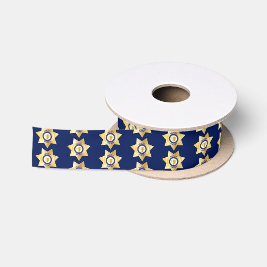 Deputy Sheriff Gold Star Badge on Dark Blue Satin Ribbon | Zazzle.com