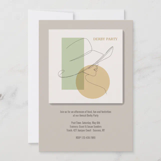 Derby Party Hand-drawn Woman Invitation | Zazzle
