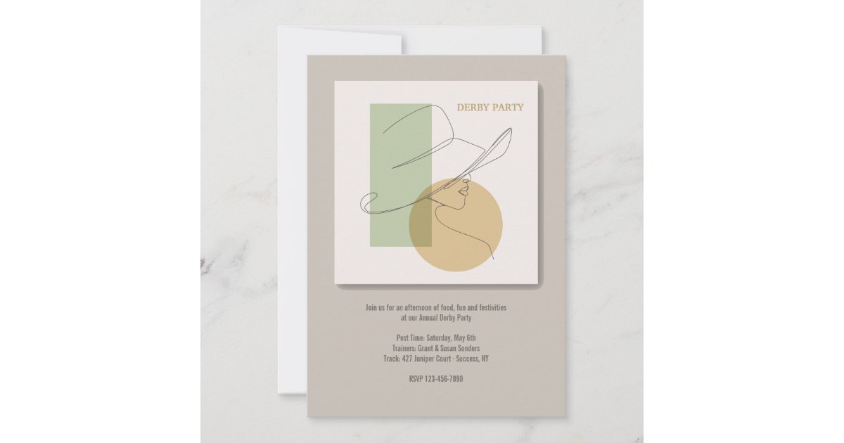Derby Party Hand-drawn Woman Invitation | Zazzle