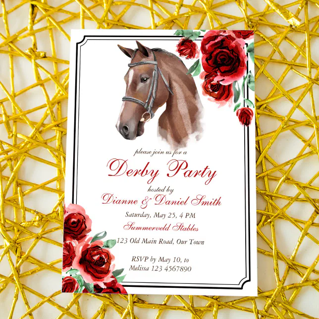 Derby party, horse, equestrian party invitation | Zazzle