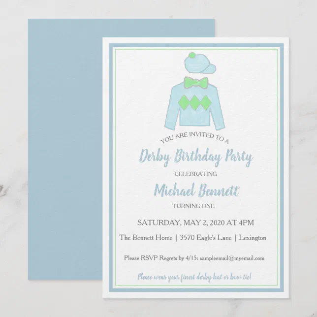 Derby Party Invitation w\ Watercolor Jockey Silks | Zazzle