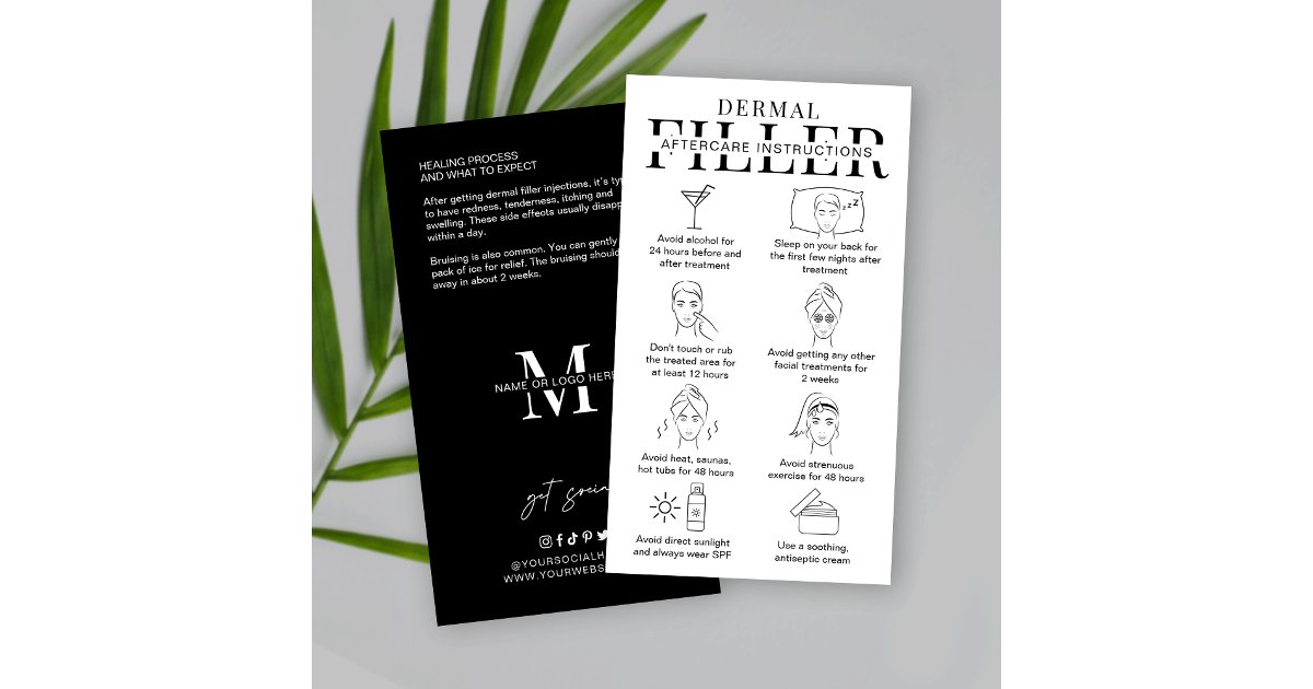 Dermal Filler Aftercare Guide Minimalist Beauty Business Card | Zazzle