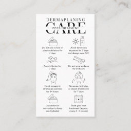 Dermaplaning Aftercare Instructions Minimal Salon Business Card | Zazzle