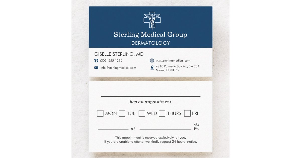 Dermatology Doctor Office Appointment Business Card | Zazzle