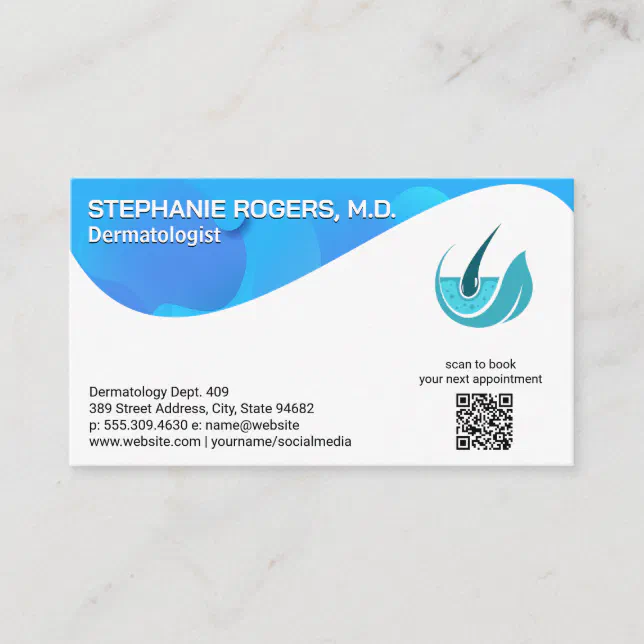 Dermatology Logo | QR Code Custom Business Card | Zazzle
