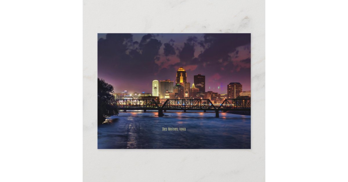 Des Moines, Iowa cityscape photograph Postcard | Zazzle