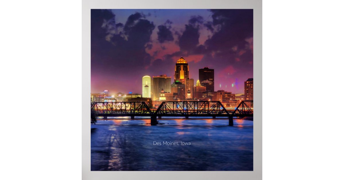 Des Moines, Iowa cityscape photograph Poster | Zazzle