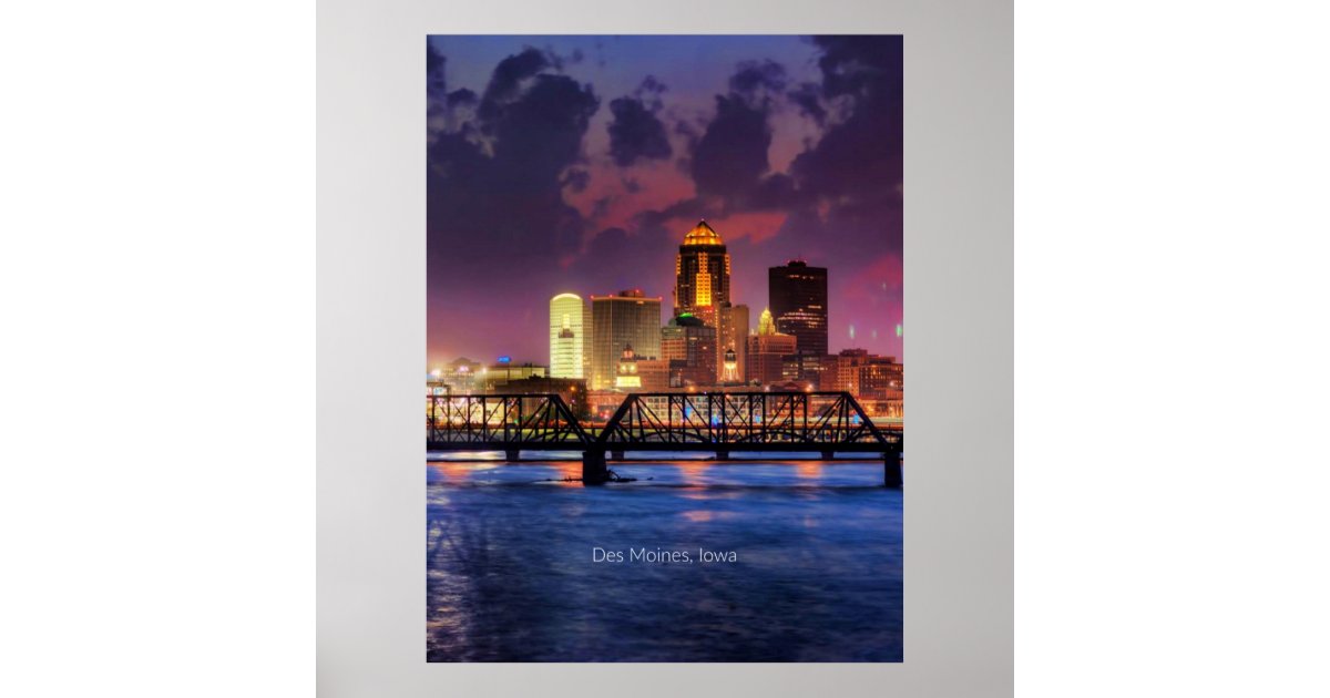 Des Moines, Iowa cityscape Poster | Zazzle