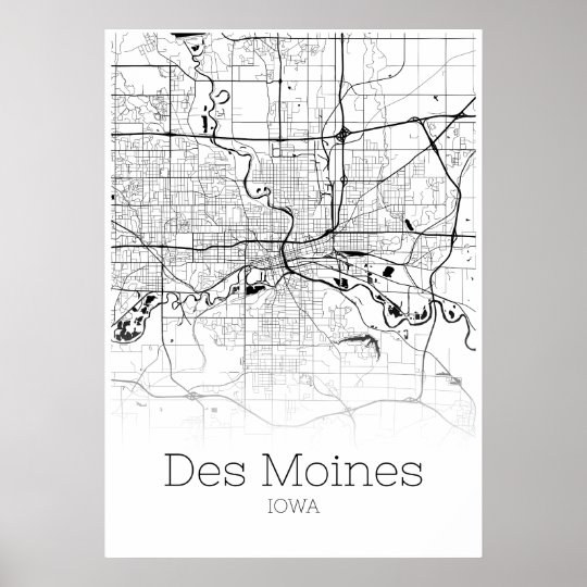 Des Moines Map - Iowa - City Map Poster | Zazzle.com