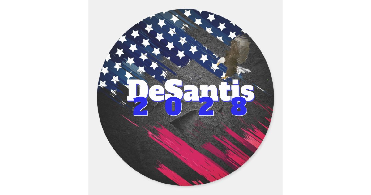 DeSantis 2028 on Flag Classic Round Sticker | Zazzle
