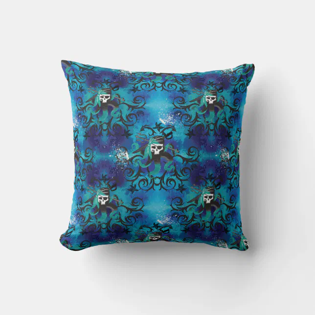 Descendants | Uma | Pirate Skull Pattern Throw Pillow | Zazzle
