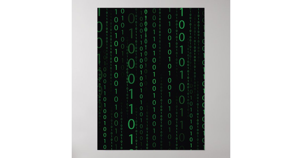 Descending Binary Code Poster | Zazzle