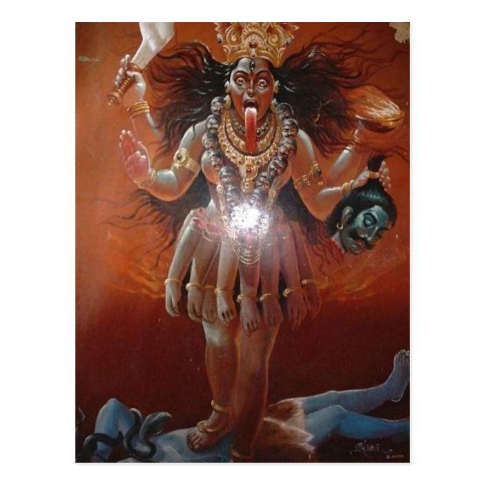 Description Hindu goddess Kali. Photo of a ~17th c Postcard | Zazzle.com