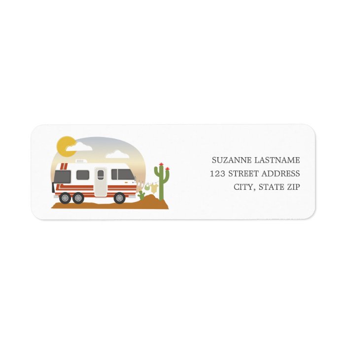 Desert Adventure Retro RV Motorhome Baby Shower Label | Zazzle.com