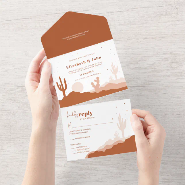 Desert All in One Wedding Invitation and RSVP Card | Zazzle