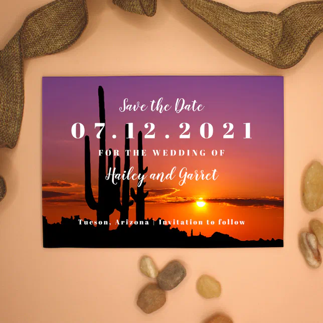 Desert at Sunset Landscape Save the Date Card | Zazzle