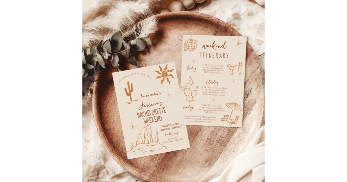 Desert Bachelorette weekend Invitation Itinerary | Zazzle