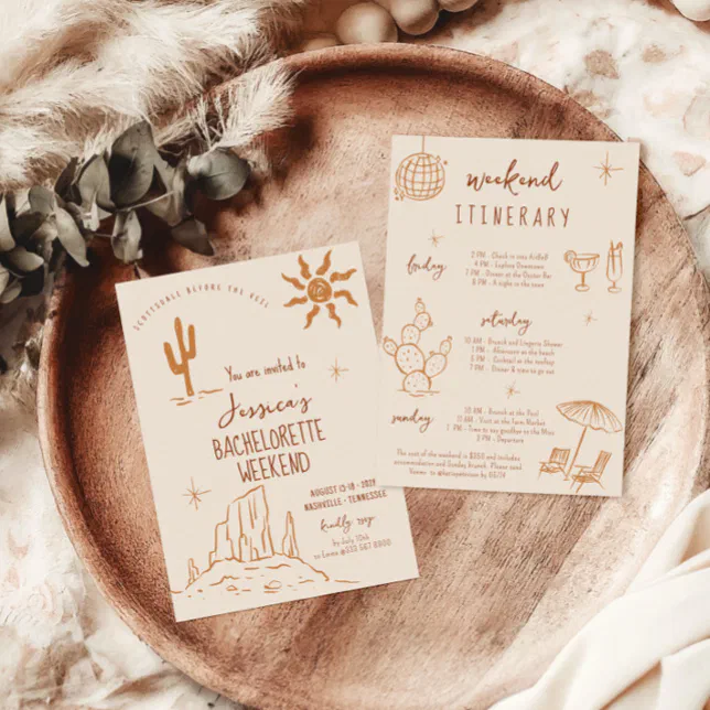 Desert Bachelorette weekend Invitation Itinerary | Zazzle