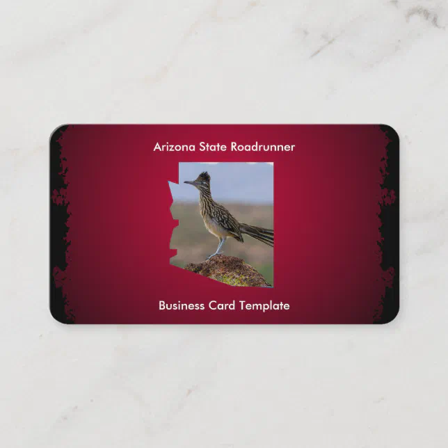Desert Bird Roadrunner Arizona State Map Business Card | Zazzle