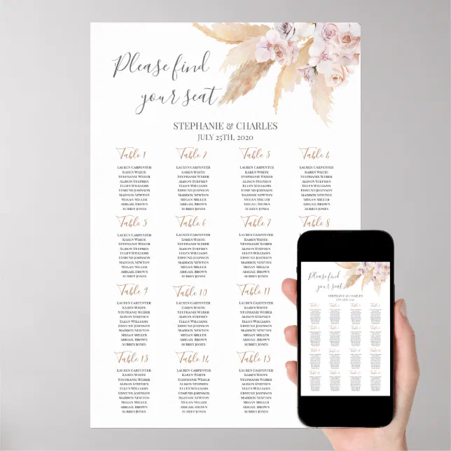 Desert boho chic Wedding Seating Chart | Zazzle