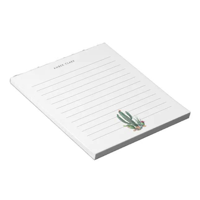 Desert Cactus Bloom | Desert Theme Lined Notepad | Zazzle